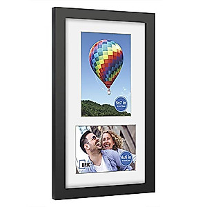 RPJC 8x14 Soild Wood 2 Opening Picture Frames with High Definition Glass Display 4x6 and 5x7 with Mat or 8x14 Without Mat for Wall Mounting Hanging Collage Photo Frame Black