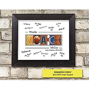 Basketball Coach Gift - Coach Appreciation Gift - End of Season Gift - Coach Gift from team - Unframed 11x14 print with room for player's signatures