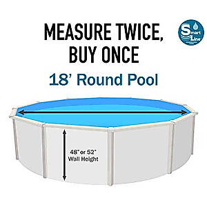 Smartline Sunlight 18-Foot Round Liner | Overlap Style | Up to 54-Inch Wall Height | 25 Gauge Virgin Vinyl | Designed for Steel Sided Above-Ground Swimming Pools | Universal Gasket Kit Included