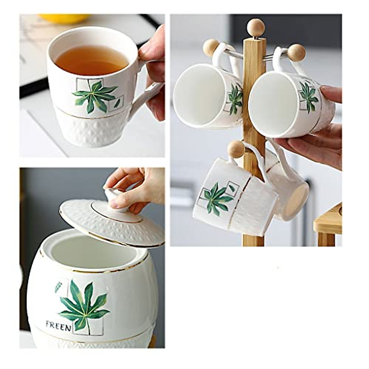 EVANEM Ceramic Cold Kettle Large Capacity Cold Kettle with Faucet Set Summer Refrigerator Tea Bucket (Color : E, Size : As the picture shows)