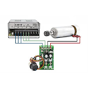 RATTMMOTOR ER11 Spindle Motor 300W Air-Cooled Spindle Motor 52mm 12-48VDC 12000RPM 400mN.m for DIY CNC Router Engraver Milling Machine