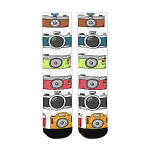 Women's & Men's Socks With Camera Vintage Retro Pattern on Them Cool Novelty Design For Work, Gym, Fitness, Sports, Traveling, Playing