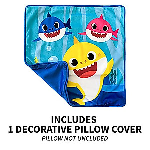 Franco Kids Bedding Soft Decorative Pillow Cover, 15 in x 15 in, Baby Shark