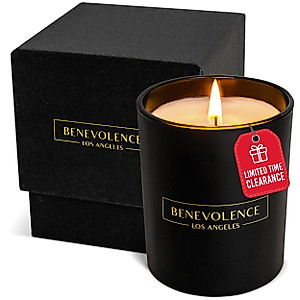 Benevolence LA Clearance Candles | Bergamot & Jasmine Scented Candle | 6 oz Black Scented Candle in a Glass Jar | Manly Indulgence Candles | Natural Scented Candles for Men and Women