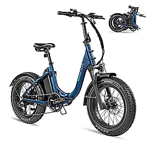 MAGICYCLE Electric Bike Foldable 20" x4.0 Fat Tire Electric Bicycle, 52V 15AH Removable Battery 750W Fat Tire Ebikes Hydraulic Disc Brakes (Blue)