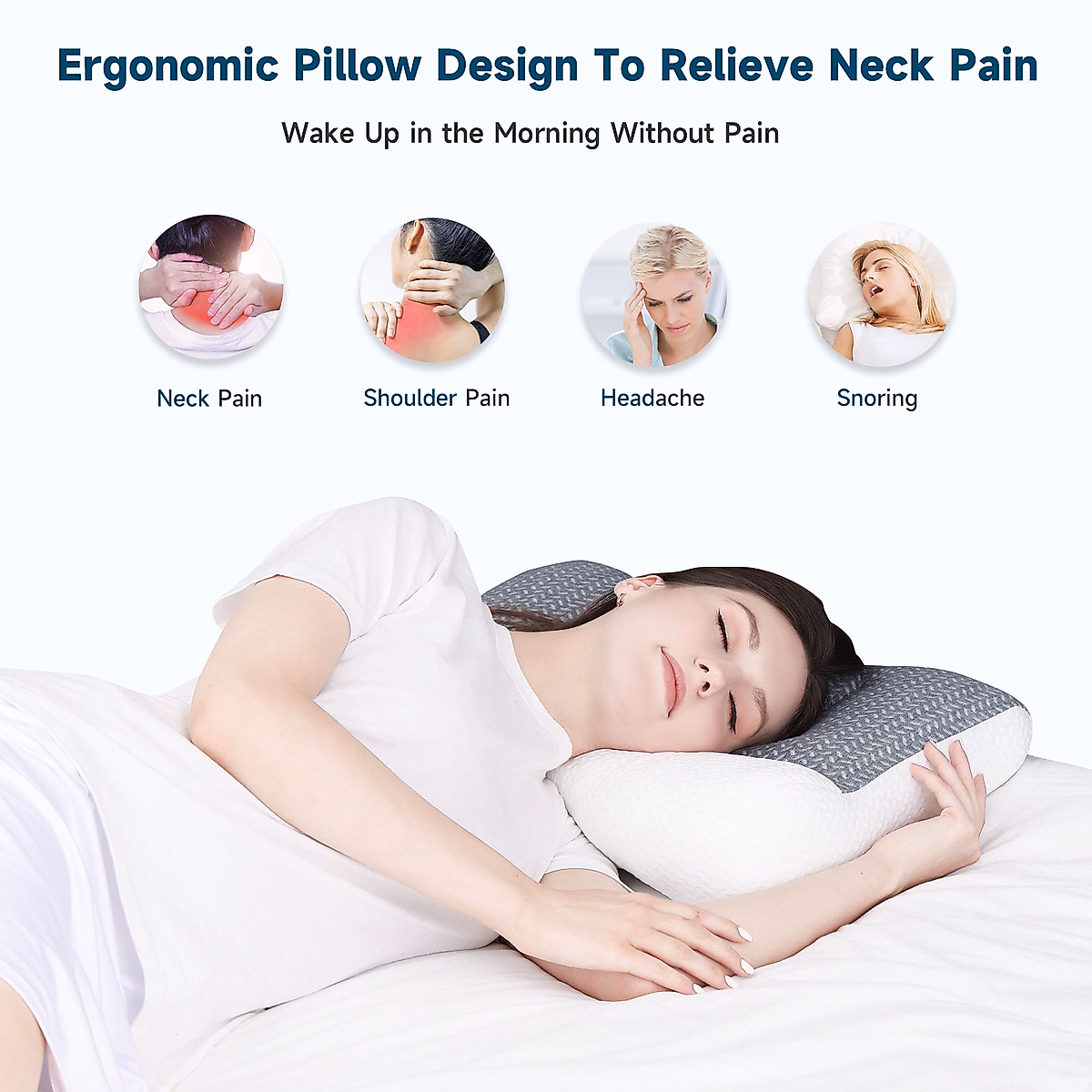DOINUO Super Ergonomic Pillow, Orthopedic Correction Bed Pillow Repair Traction Pillow, Neck Support Pillow for Side Sleepers, Neck and Shoulder Pain Pillow for All Sleeping Positions