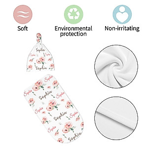 WTCWY Custom Baby Blankets for Girls Personalized Baby Swaddle with Hat for Baby Girl Boy with Name Personalized Custom Baby Blankets Personalized Baby Item Personalized Baby Girl Gifts