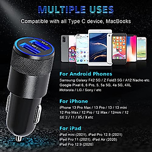 2 Pack Car Charger, 3.4a Fast Charge Dual Port USB Cargador Carro Lighter Adapter for iPhone 14 13 12 11 Pro Max X XR XS 8 Plus 6s, iPad, Samsung Galaxy S22 S21 S10 Plus S7 j7 S10e S9 Note 8, LG