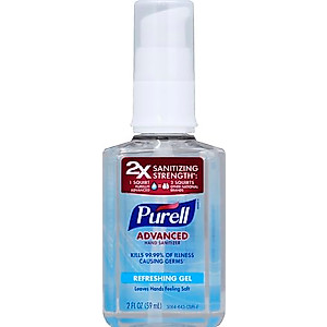 PURELL Advanced Hand Sanitizer Refreshing Gel, Clean Scent, 2 fl oz Travel Size Pump Bottle (Pack of 1) – 3050-24-CMR