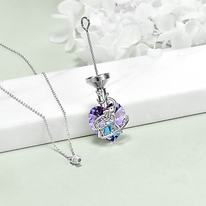 YFN Heart Crystal Urn Necklace for Ashes Cremation Jewelry Sterling Silver with Purple Blue Crystal Jewelry Gifts for Women Girls (Elephant)