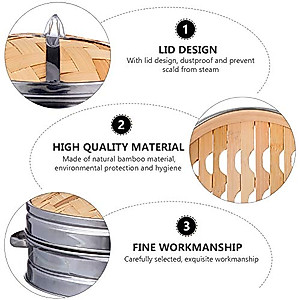 YARDWE 1 Set Stainless Steel Food Steamer Bamboo Steamer Kitchen Steamer with Lid Basket Egg Steamer Rack Metal Egg Steam Rack for Home Restaurant Kitchen 30cm