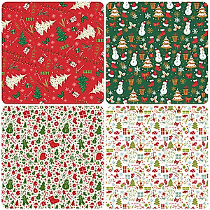 PlandRichW Christmas Wrapping Paper Folded for Kids Boys Girls Man Women Gift's. Papercraft Snowmen, Candy Canes, Tree, Socks, Snowflakes, Happy New Year Bulk of 12 Sheets 20"x 29" Folded