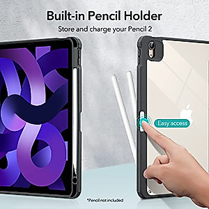 ESR Hybrid Case Compatible with iPad Air 5 Case (2022)/iPad Air 4 Case (2020)/iPad Pro 11 (3rd Gen), Pencil Holder, Detachable Magnetic Cover, Auto Sleep/Wake, Rebound Series, iPad Air 5/4 Case, Black