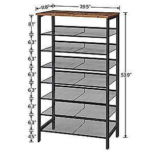 HOOBRO 8-Tier Shoe Rack, Large Capacity Shoe Shelf, Stable and Sturdy, Shoe Storage Organizer with Flat & Slant Adjustable Metal Shelves, for 21-28 Pairs of Shoes, Space Saver, Sturdy BF18XJ01