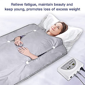 Juilsioa Infrared Sauna Blanket for Fitness and Detox Anti Aging, Length 71" with Remote Control, 2 Zone Temperature Control, Quick Sweating Professional Body Sculpting Home Sauna