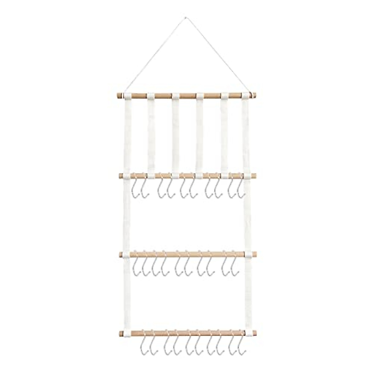 BetterJonny 1Pc Headband and Bow Holder for Girls Hair Bows, White Hanging Baby Headbands Storage Organizer with 30Pcs Stainless Steel Hooks Headband Holder for Room,Door,Wall