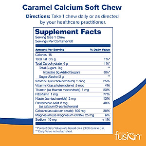 Bariatric Fusion Bariatric Calcium Chews | Caramel | Calcium Citrate with Vitamin D3 & Energy Soft Chews Bariatric Vitamin | Sugar Free Calcium Citrate Chewable | Calcium Citrate 500mg | 60 Count