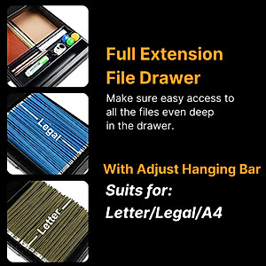 LONTENG 3 Drawer Storage Mobile File CABINETS Under Desk, for Legal & Letter File Anti-tilt Design with Lock Under Desk Office Drawers Fully Assembled