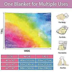 Paready Rainbow Colorful Blanket, Rainbow Throw Blanket Soft Fleece Blankets Suit All Season Gift Blanket for Girls Kids Adult Travel Camping Cozy Blanket for Bedroom Living Room Sofa Couch 50"x60"
