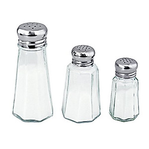 New Star Foodservice 531964 Glass Salt and Pepper Shaker with Stainless Steel Mushroom Top, 3-Ounce, Set of 12