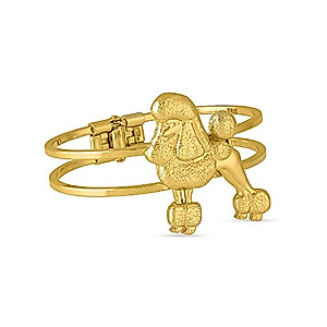 Divine Nine Depot Elegant Poodle Gold Tone Hinge Bangle Bracelet (7.5 inches)