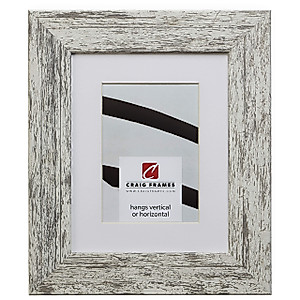 Craig Frames American Barn, 16 x 20 Inch Faux White Barnwood Picture Frame Matted to Display a 11 x 14 Inch Photo
