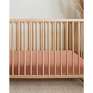 Crib Sheets for Boys Girl, Fitted Baby Toddler Bed Sheets 28" x 52", Neutral Muslin Cotton Crib Mattress Sheet with Boho Style, Soft and Breathable Comfort (Dusty Rose)