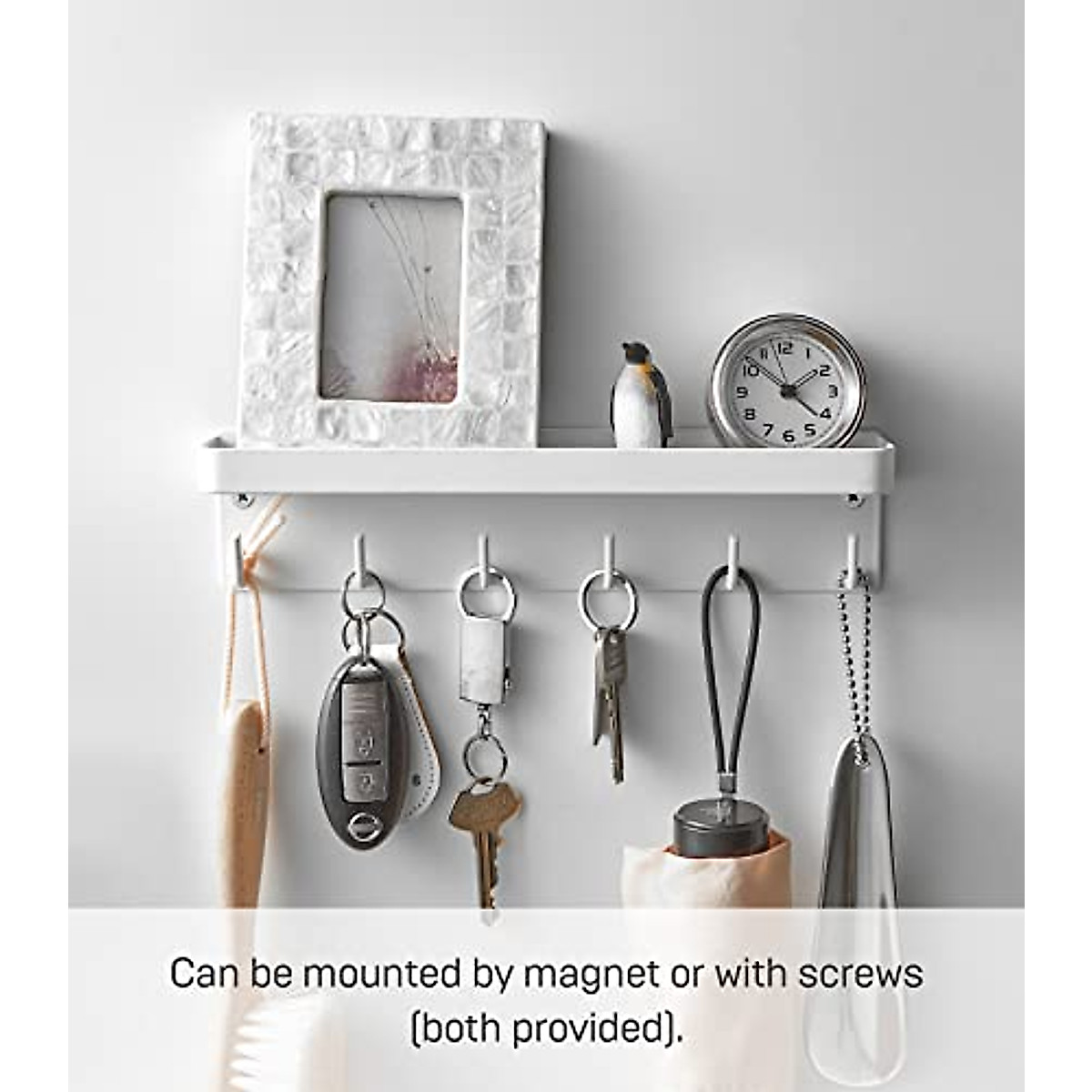 Yamazaki Home Magnetic Key Rack with Tray Steel One Size White