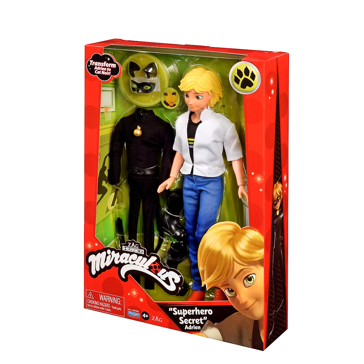 Miraculous Ladybug Superhero Secret Adrien with Cat Noir Outfit by Playmates Toys
