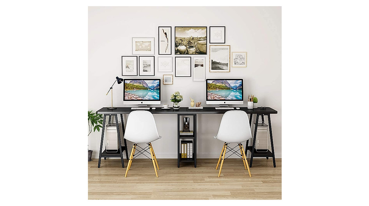 Tribesigns Double Computer Desk 94.5 Inch for Home Office and Gaming