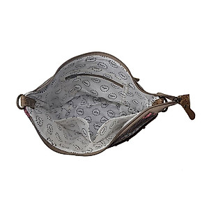 Myra Bag Layered Shoulder Bag Upcycled Cotton & Cowhide Leather S-2858