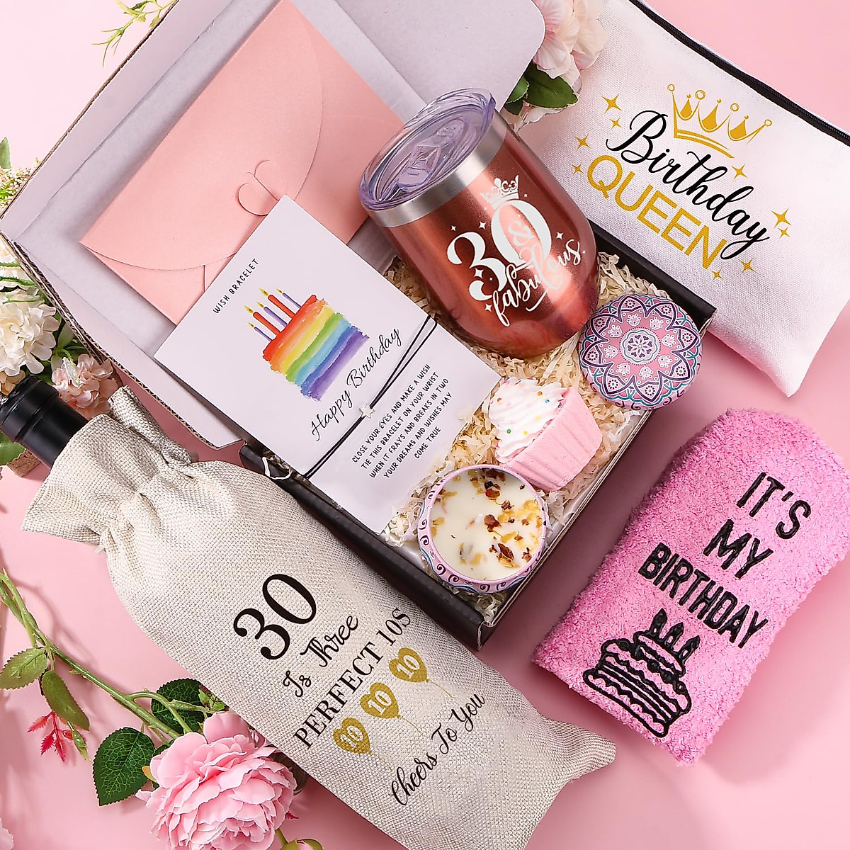 30th Birthday Gifts for Her, 30th Birthday Spa Gift Baskets for Women, Unique Birthday Gift Ideas for 30 Years Old Sister Friend Wife Coworker