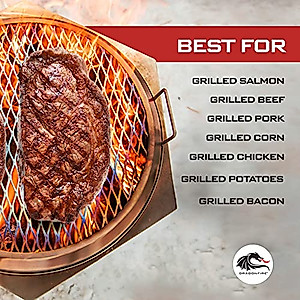 Dragonfire Stainless Steel Grill Grate - 19" Diameter Round Campfire Grate Made with Two Side Handles, Heavy-Duty Metal, and Rhombic Grill Mesh Design