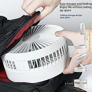 Greheywos Portable Foldable Fan with Remote Control, 7200mah Rechargeable USB Standing Fan, 7.8'' Super Quiet Table Fan with 4 Speeds, Timing Function Folding Fan, Suitable for Home Office Camp Travel