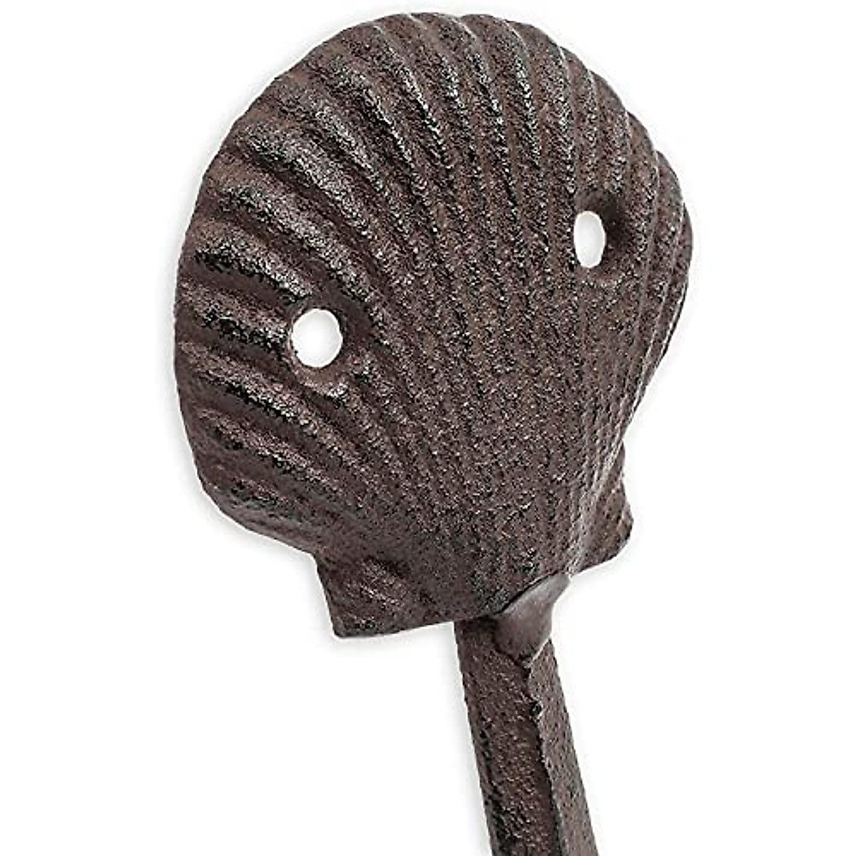 Cast Iron Seashell Wall Hooks for Beach House Decor ( 0.3 x 4 x 2.3 in, 4 Pack)