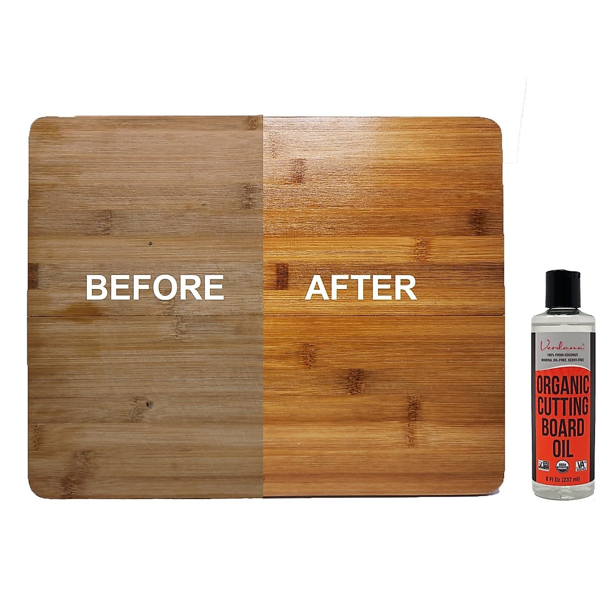 Verdana Organic Cutting Board Oil – Food Grade Kosher Non-GMO – 100% Coconut Derived & Vegan - Butcher Block Oil & Conditioner and Polish for All Wood – NO Mineral Oil Involved – 8 Fl Oz