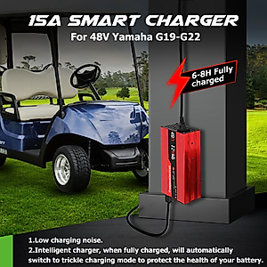 48 Volt Golf Cart Battery Charger Compatible with Yamaha G19-22 Models-with 2-pin 2round-Hole Plug.15 Amp Smart Charger with Trickle Charge, 6-8 Hours Full Charge.