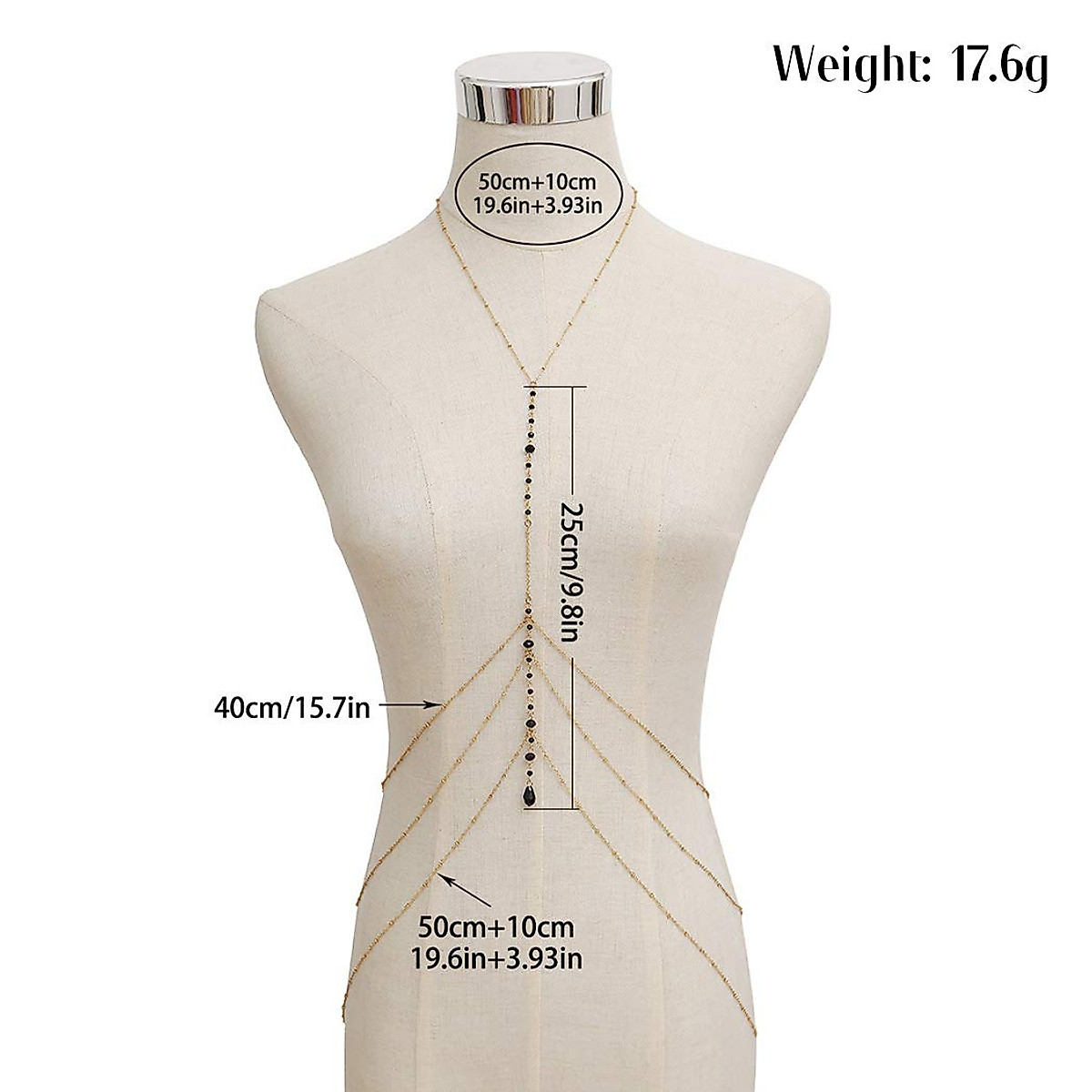 Cosydays Women Gold Belly Body Chain Rhinestone Chest Chains Beach Bikini Bra Chain (A-Rhinestone)