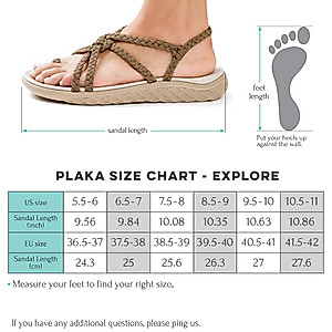 Plaka Explore Walking and Hiking Sandals for Women | Comfortable Summer Sandal with Arch Support | Waterproof Comfy Sandals for Travel, Beach or Poolside | Brazilian Sand | size 9