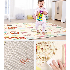 HOMTOL Baby Play Mat, Reversible Foam Playmat, 59"x70" Toddlers Infants Crawling Mat, Kids Activity Mats for Floor, Non-Slip Double Sided