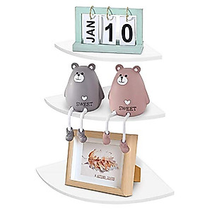 Wall Mount Floating Corner Shelves, 3Pcs PVC 90 Degree Corner Shelves Set for Bedroom Bathroom Kitchen Office(MAX Load 5Kg)