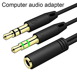 LINASHI 3.5mm Splitter, Headphone Splitter Earphone Adapter Audio 3.5mm Female to 2 Male Jack Aux Cable Black One Size