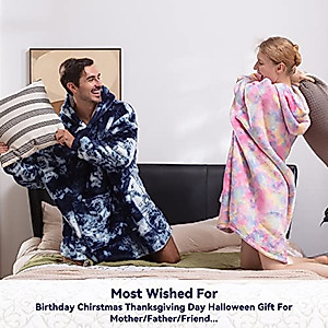 HANYUN Wearable Blanket Sweatshirt for Women and Men,Oversized Sherpa Fleece Blanket Hoodie with Giant Pocket Super Warm and Cozy