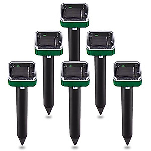 kaforto 6 Pack Solar Mole Repellent, Deer Repellent, Ultrasonic Pest Repeller, Outdoor Waterproof Rodent Groundhog Vole Chaser for Yard & Farm & Garden & Lawn (10.3 Inch)