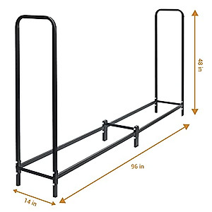 QualStorage 8Ft Firewood Rack Outdoor with Cover Heavy Duty Steel Tubular Wood Log Holder Wood Storage Stacker with Cover Combo Set(Square Base)