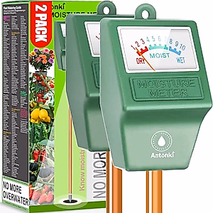 Antonki Plant Water Meter, Soil Moisture Meter, Soil Hygrometer Monitor, Soil Water Sensor Monitor Kit for Flower, Tree Gardening, Farming - No Battery Required - Pack of 2