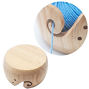 LAMXD Wooden Yarn Bowl with 12 pcs Bamboo Handle Crochet Hook,Wool Storage Handmade Crochet Kit Organizer,Skein Storage Bowl - Knitting & Crochet Yarn Storage Bowls & Accessories(Buff)