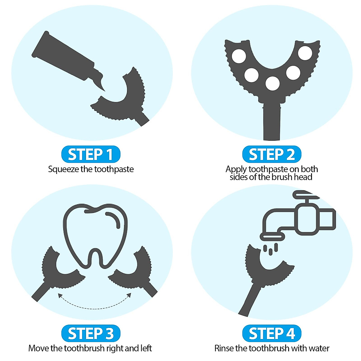 U Shaped Toothbrush for Kids, Manual Training Toothbrush with Detachable Food Grade Soft Silicone Brush Head, 360° Oral Teeth Cleaning Design for Toddlers and Children, Ages 6-12