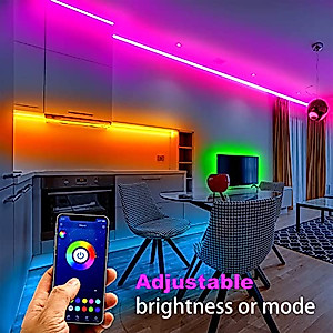 dalattin Led Lights for Bedroom 50ft, Smart Bluetooth Led Strip Lights That Sync with Music Ambient Lighting for Room, Game, Party (2 Rolls of 25ft)
