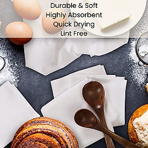 Cotton Clinic Flour Sack Towels White 26"x26" - 100% Cotton Flour Sack Kitchen Towels - Multi Purpose Dish Towels for Drying Dishes - 12 Pack